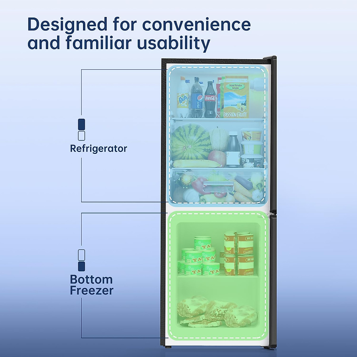 BANGSON Small Refrigerator with Freezer, 4.0 Cu.Ft, Small Fridge with Freezer, 2 Door, with Bottom Freezer, Compact Refrigerator for Apartment Bedroom Dorm and Office, Silver