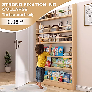 Tazyee Bookshelf, Tall Narrow Book Shelf, Behind Door 3-6 Tier Wall Bookcase for Bedroom, Living Room, Office, Space Saving Organizer for Kids’ Toys and Books Walnut 6-shelf/31.5" x 3.9" x 70.2"