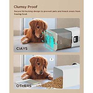 Ciays Automatic Cat Feeder, 5.6L, 4 Meals Per Day, Pet Dry Food Dispenser, Dual Power Supply & Voice Recorder, Black