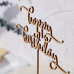 Happy Birthday Cake Topper - High-end Basswood Craft Durable Multifunctional Cake Topper, Wooden Textured Cake Decoration for Birthday Party Decoration,the Best Souvenirs for Family and Friends.