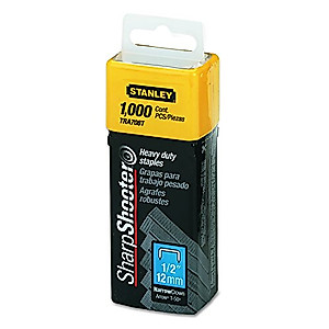 Stanley TRA708T Sharpshooter 1/2-Inch Leg Length Staples, Steel (1000 Count)