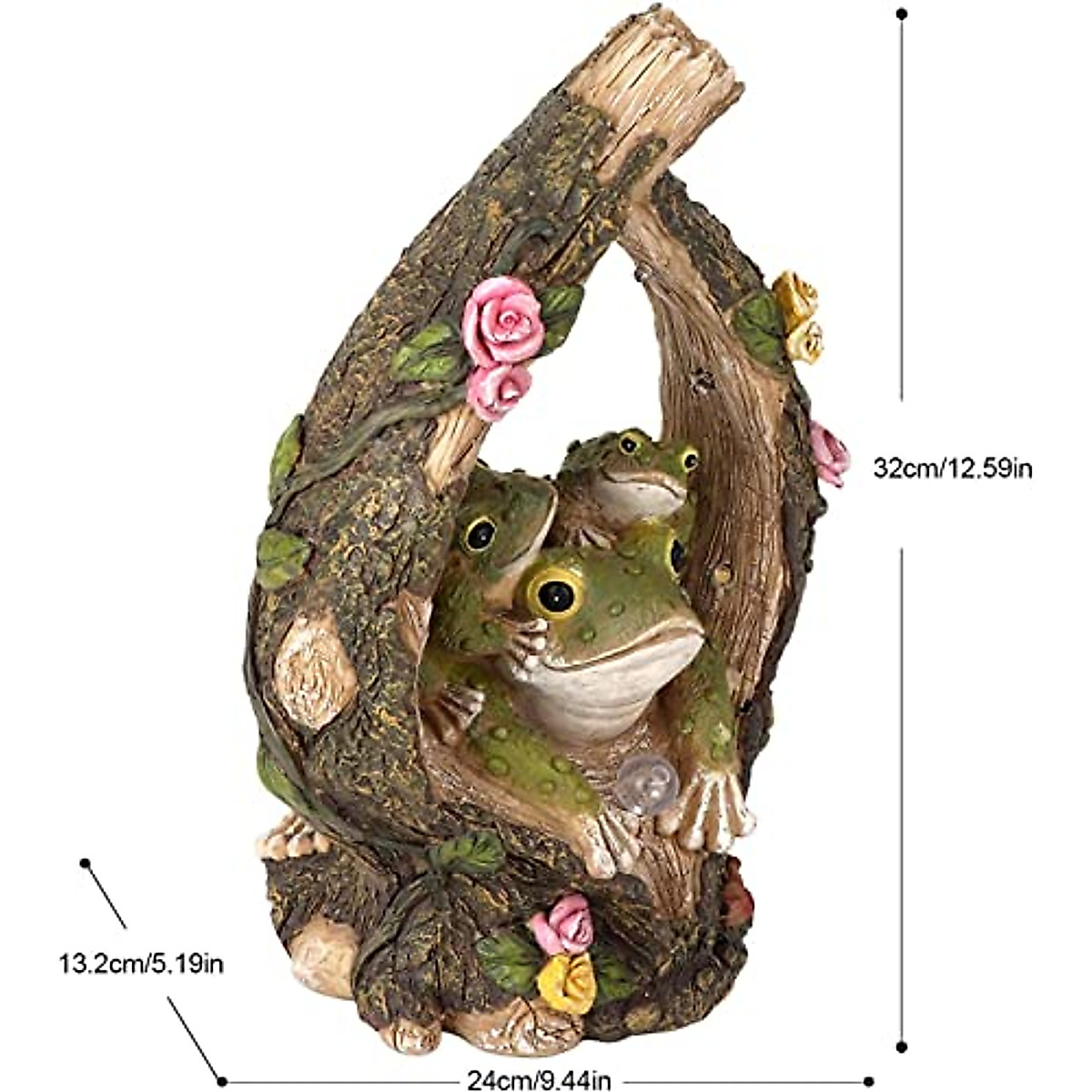 Garden Statue, Room Decor,Three Frogs Outdoor Decor, Solar Garden Sculpture Light with 7 LEDs for Patio, Lawn, Yard and Gardening Gifts