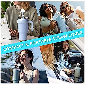 Flower Straw Cover Cap for Stanley Cup Silicone Straw Topper Compatible with 30&40 Oz Tumbler with Handle,Straw Tip Covers 10mm 0.4in for Straw Tip Covers (8Pcs Straw Cover)