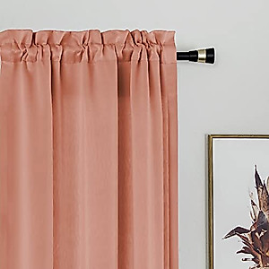 Merryfeel Room Darkening Thermal Rod Pocket Window Curtains 84 Inch Long (2 Panels), Window Drapes for Living Room Bedroom, 30 x 84 Inch,Terracotta,Solid Modern Curtain Panel Pairs