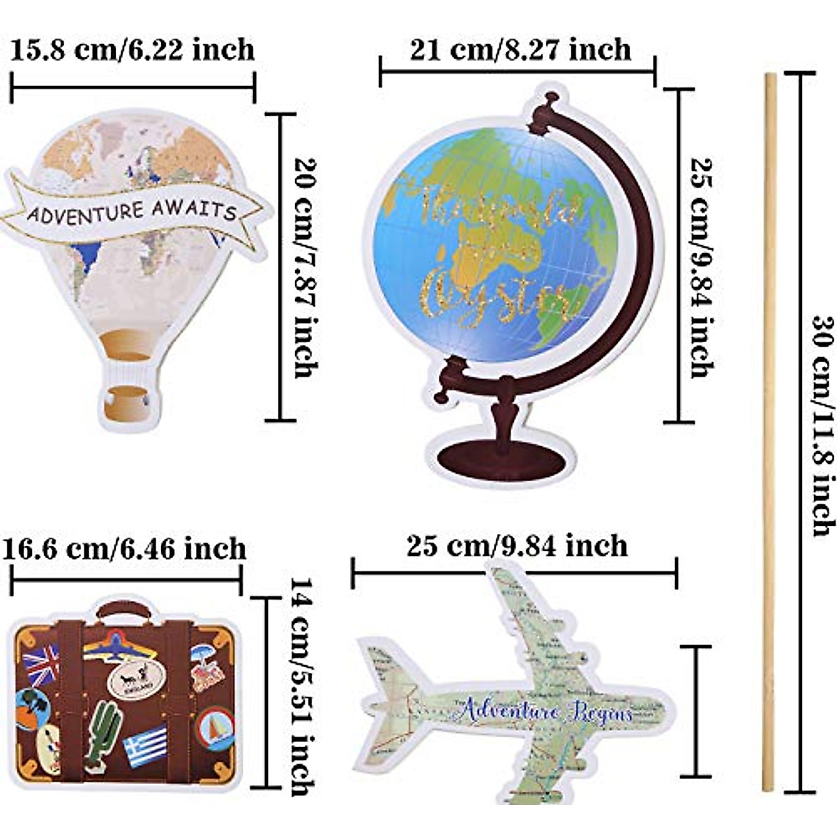 Let The Adventure Begin Centerpieces，Travel Around The World Decorations，Bon Voyage Travel Theme Party Table Toppers,Graduation Retirement Job Career Change Farewell Party Decorations Supplies