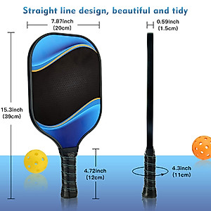 MBVVLZJVN Pickleball Paddle Set of 2 Graphite Rackets Honeycomb Composite Core with Carbon Fiber Surface 4 Lightweight Pickleballs & Portable Carry Bag Case for Indoor/Outdoor