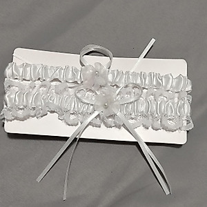 Lace Wedding Garters for Bride Pearl Stretch Prom Garter, Women Wedding Bridal Legs Garter Set (One Size, White)