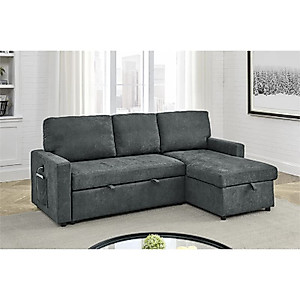 Kingway Furniture Fliner 2 Piece Upholstered Chaise sectional with USB in Gray