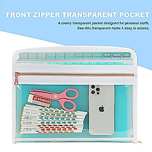 CCidea Expanding File Folder with 13 Pocket, Zipper Closure Accordion Document Organizer,Letter A4 Paper Document Accordion Folder（Green）