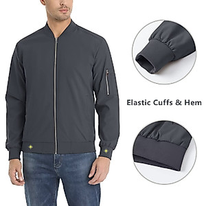 KEFITEVD Men's Windproof Bomber Jackets Varsity Jacket Men Classic Fit Bomber Jackets Men Military Windbreakers Work Jackets for Men