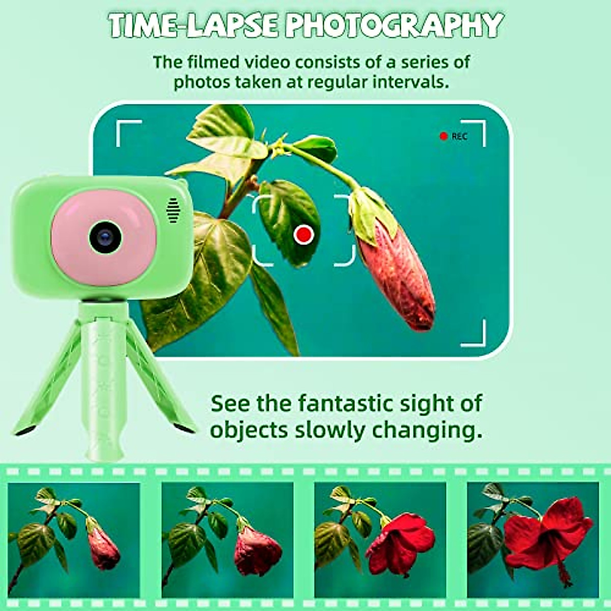 seanme Kids Selfie Camera with 32GB Card, 40MP & 1080P HD Kids Digital Camera Toys for 3-8 Year olds, Birthday & Christmas Gifts for 3 4 5 6 7 8 9 10 Year Old Boys (Green)