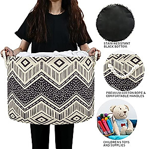 ALAZA Geometric Ethnic Striped Pattern Gypsy Mexican Folk Storage Basket Gift Baskets Large Collapsible Laundry Hamper with Handle, 20x20x14 in