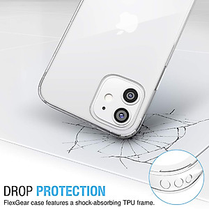 FlexGear Case for iPhone 12 Mini with 2X Glass Screen Protectors [Full Protection] - Crystal Clear