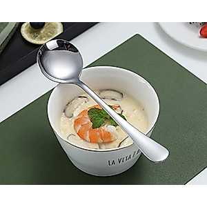 Soup Spoons, Kyraton 6 Pieces Stainless Steel Round Spoons,Dinner Spoon Table Spoon, Spoons Silverware Dishwasher Safe Set of 6