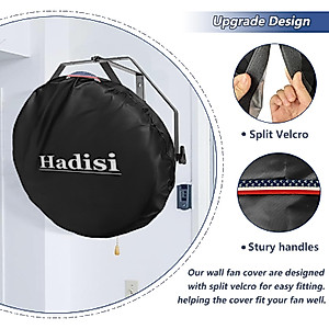 Hadisi Wall Mounted Non Oscillating Fan Cover,Suitable for 18"-20" Outdoor And Indoor Waterproof Wall Mounted Industrial Fans,Heavy-Duty 600D Oxford Cloth Waterproof And Dustproof Fan Cover,Black