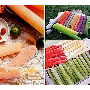 200 Pcs Ice Pop Bags, Disposable Popsicle Bags for Adults Kids, Plastic Ice Candy Bags with Funnel for Making Ice Pop, Yogurt, Ice Candy(2.4 x 11.8 In)