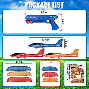 Funmas 3 Pack Airplane Launcher Toys, 2 Flight Modes Throwing Foam Glider Catapult Plane, Outdoor Flying Game Outside Toys for Ages 3 4 5 6 7 8 9 10 11 12 Years Old Boys Girls Kids Birthday Gifts