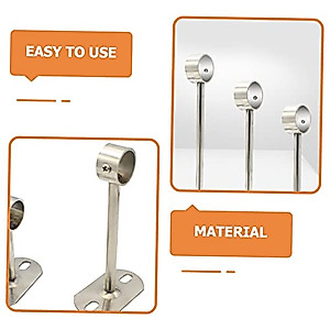 Operitacx 2pcs Pole Crane Curtain Rod Silver Heavy Duty Brackets Universal Socket Flange Rod Stainless Steel Closet Rod Closet Rod Support Universal Wall Mount Holder Shower Rods Holder Pole