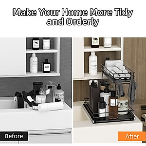 AOSITE 1 Pack L Shape Under Sink Organizers Bathroom Organizer and Storage 2 Pack Pull Out Cabinet Organizer