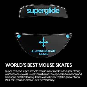 Superglide - Fastest and Smoothest Mouse Feet/Skates Made with Ultra Strong Flawless Glass Super Fast Smooth and Durable Sole for Roccat Kone Pro/Pro Air [Black]