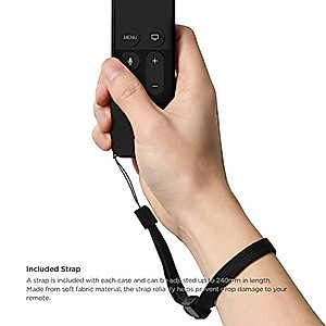 elago R1 Protective Silicone Case Cover Compatible with Apple TV 4K Siri 4th and 5th Generation Siri Remote Control - [Magnet Technology] [Lanyard Included] [Shock Absorption] - Black