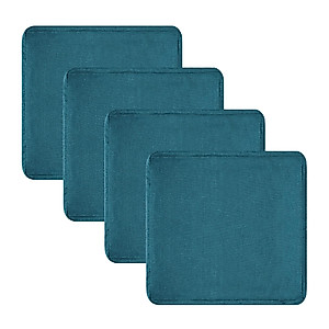 OutdoorLines Faux Linen Outdoor Cushion Covers Replacement 24"x24"x4", Waterproof Patio Cushion Cover for Outdoor Furniture, Outdoor Seat Cushion Covers for Patio, Garden (Set of 4, Teal, Cover Only)