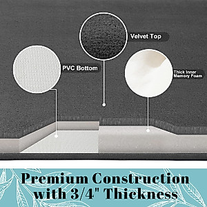 SONORO KATE Bathroom Rugs, Ultra Absorbent & Non-Slip Memory Foam Bath Rugs, Machine Washable Bathroom mats, Soft Velvet Bath Mats，Easier to Dry for Bathroom Floor Rugs (17"×24", Dark Grey)