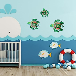 Dreamskip 3 Pack Sea Turtle Wall Decor, Ocean Outdoor Metal Wall Art, Beach Themed Coastal Decorations for Bathroom, Patio, Pool, Fence