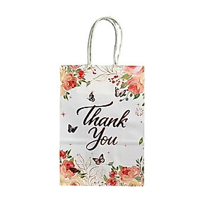 MODADA Gift Bags 12pcs Thank You Kraft Paper Portable Gift Bags Wedding Candy Bag Birthday Party Favors for Guests Clothing Takeaway Bag