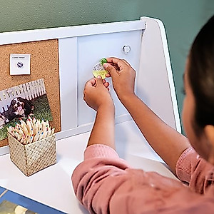 KidKraft Wooden Study Desk for Children with Chair, Bulletin Board and Cabinets, White, Gift for Ages 5-10, 35.7 x18.3 x 34.4 inches