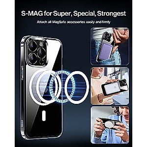 Dssairo Magnetic for iPhone 13 Pro Max Case，with 2 Screen Protector，Full Camera Protection [Compatible with MagSafe] Shockproof Phone Bumper Cover，Anti-Scratch Clear Back (Clear)………