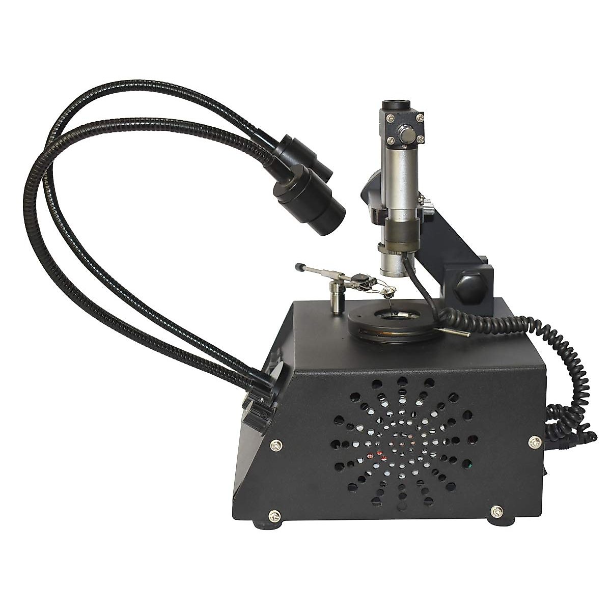 Radical Gemology Gemstone Diffraction Prism Spectroscope w Scale on Professional Stand with Dual Fibre Optic Light, Transmitted Halogen, Scale Illuminator & Gem Clamp