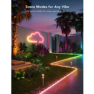 Govee Outdoor Neon Rope Lights, 32.8ft RGBIC IP67 Waterproof Patio Decorations with 64 Scene Modes, Music Sync, Flexible LED Outdoor Lights, Holiday Lights Work with Alexa, Google Assistant