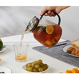 Purefold 40 ounces “Pineapple Series” Glass Pitcher with Stainless Steel Lid, Hot and Cold Water Carafe, Fruit Tea Coffee Maker, Ice Tea Pitcher, Juice Jar