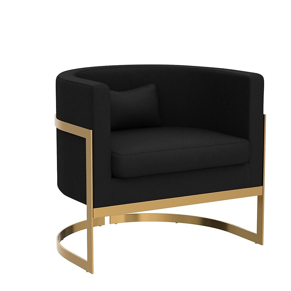 Apeaka Velvet Accent Chair Gold Modern Barrel Chair Upholstered Arm Chairs for Bedroom Living Room Sofa Chair Club Chairs Black