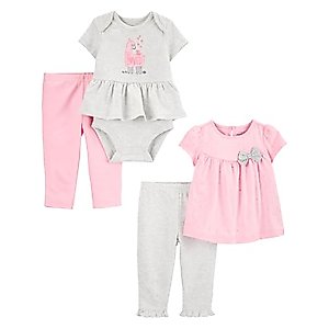 Simple Joys by Carter's Baby Girls' 4-Piece Bodysuit, Top, and Pant Set