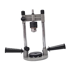 Almencla Drill Press Stand, Multi Angle Drill Guide Attachment with 8mm Chuck, 45 Degree Adjustable Angle Drill Holder for 1/2in 1/4in or 3/8in Drills