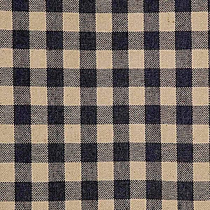 VHC Brands Black Check Fabric Pillow 16x16 Country Rustic Design, Black and Tan