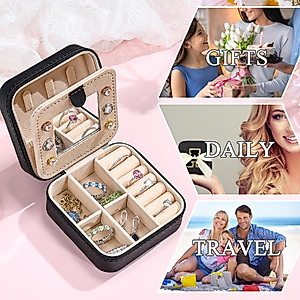 Parima Jewelry Box, Small Travel Organizer for Necklaces, Earrings, Rings, Bracelet, Initial M-Black