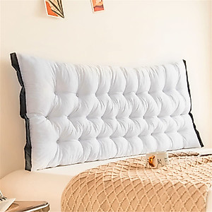 Topjia Headboard Pillow Upholstered Wall Mounted Headboard Dorm Bed Large Bolster Headboard Positioning Support Reading Pillow Cushion(Queen/130 * 50cm, White)