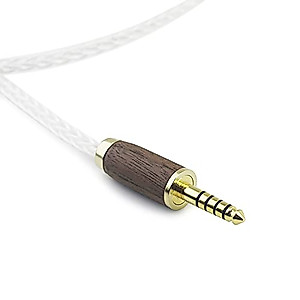 NewFantasia 4.4mm Male to Male Balanced 5 Pole Headphone Audio Adapter Cable 8 Cores 6N OCC Copper Single Crystal Silver Plated Wire Walnut Wood Shell 4.4mm to 4.4mm Male 15cm