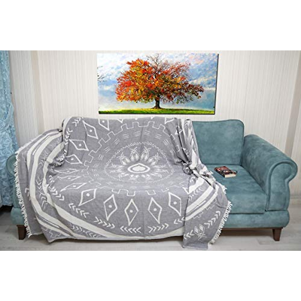 Bersuse 100% Cotton Kona XL Throw Blanket Turkish Towel - 75x90 Inches, Anthracite