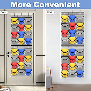 huspossesser Hat Racks for Baseball Caps, Hat Organizer 24 Deep Pockets, Splitable Hat Rack for Wall, Over the Door Hat Hanger for Closet with 4 Hooks, Hat Storage Holder