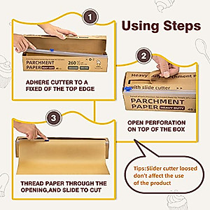 Katbite 15 in x 210 ft Unbleached Parchment Paper Roll for Baking & Slide Cutter for 15 Inches Plastic Food Wrap