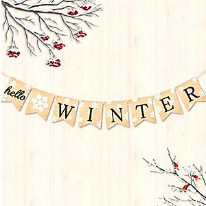 Christmas Banner hello winter Printed Bunting Banner Christmas Tree Garland Holiday Bunting Home Garden Indoor Outdoor Banner Christmas Home Party Decorations