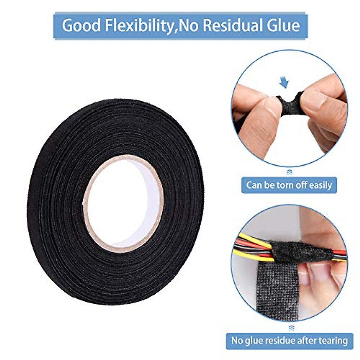 Keenso Felt Tape Automotive, Multipurpose Car Wiring Harness Tape Self Adhesive Anti Squeak Rattle Tape Dash, Black (9mm × 25m)