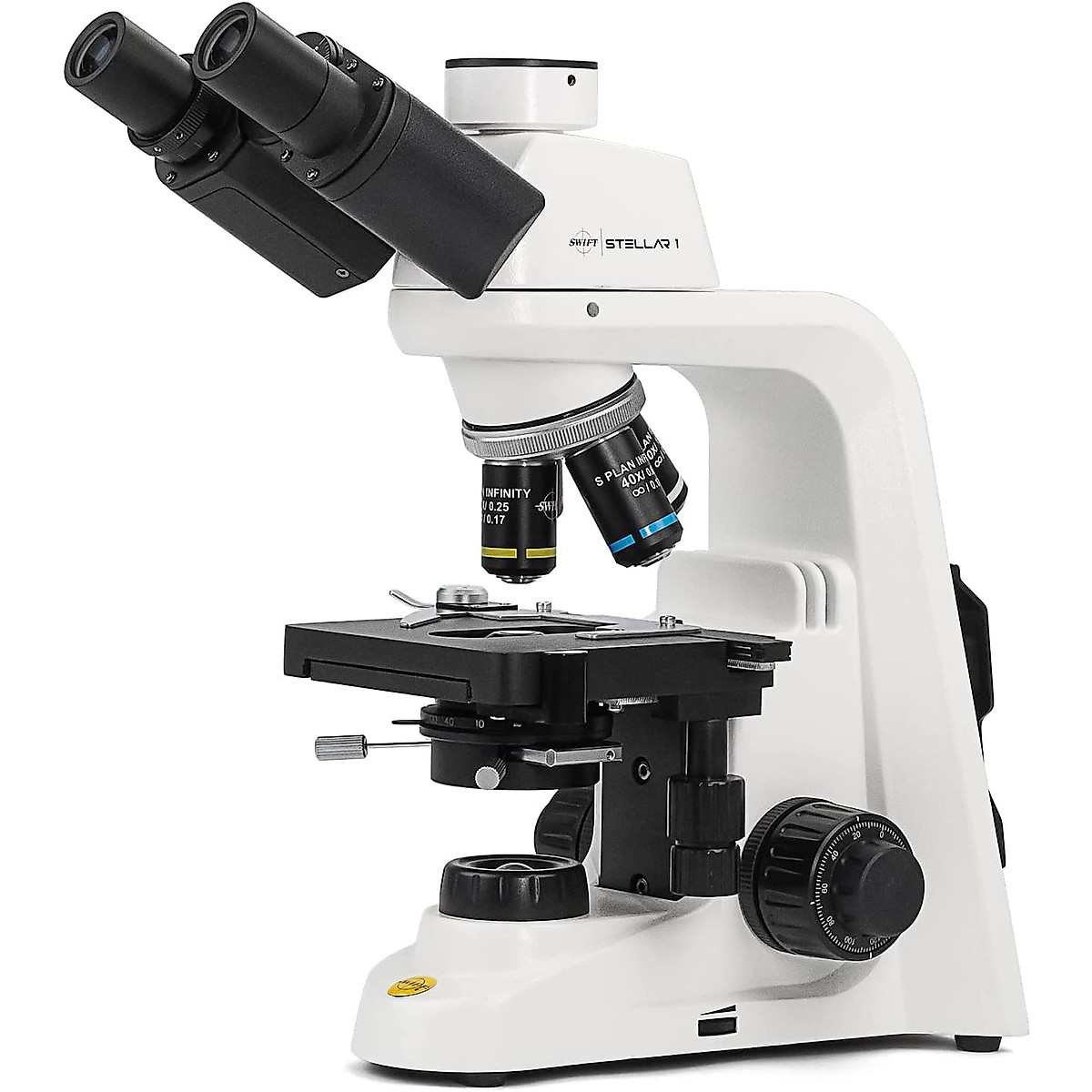 SWIFT 40X-2500X Compound Trinocular Microscope Stellar Pro-T-BD, Brightfield Darkfield, Research-Grade Infinity Corrected, Mechanical Stage, Ultra-Precise Focusing, Camera-compatible, Darkfield Slider