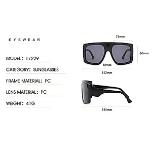 W&Y YING Oversized Square Cute Super Large Womens Sunglasses for Men Fashion Flat Top baddie Shades (Pink)