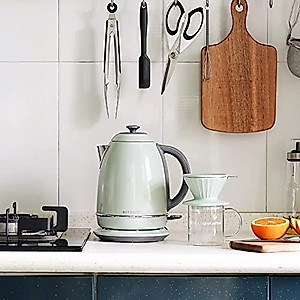 BUYDEEM K640 Stainless Steel Electric Tea Kettle with Auto Shut-Off and Boil Dry Protection, 1.7 Liter Cordless Hot Water Boiler with Swivel Base, 1440W, Cozy Greenish