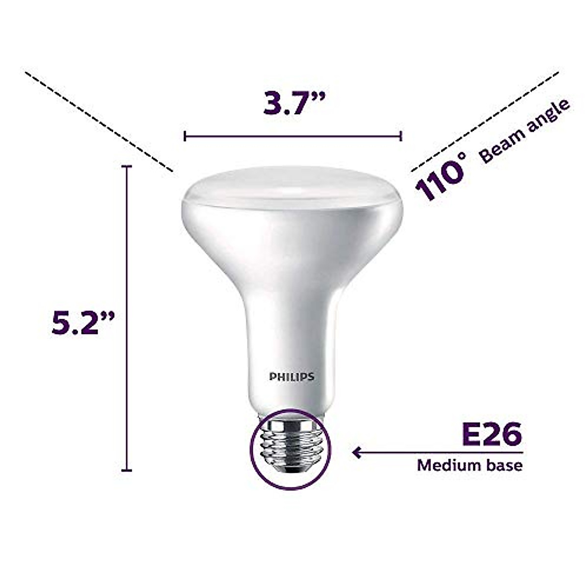 Philips LED Flicker-Free Frosted Dimmable BR30 Light Bulb - EyeComfort Technology - 650 Lumen - Daylight (5000K) - 9W=65W - E26 Base - Basic LED Old Version - Indoor - 12-Pack